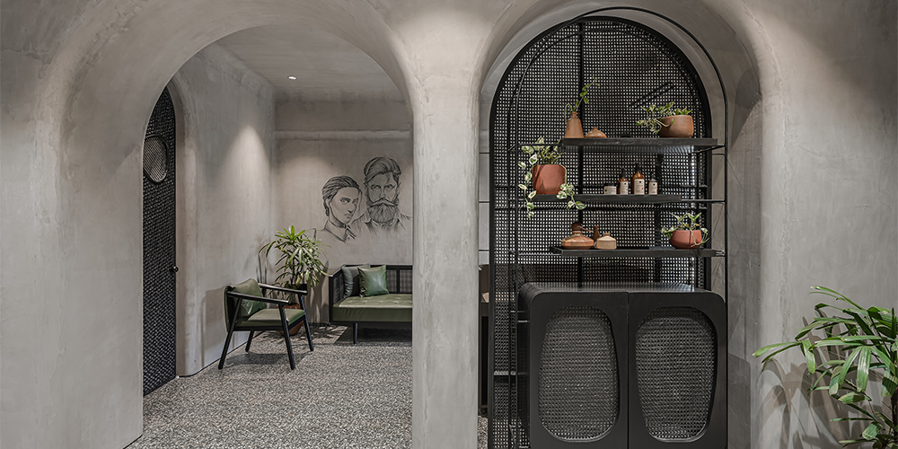 This hair salon designed by Antariksh Design Studio is an ode to traditions