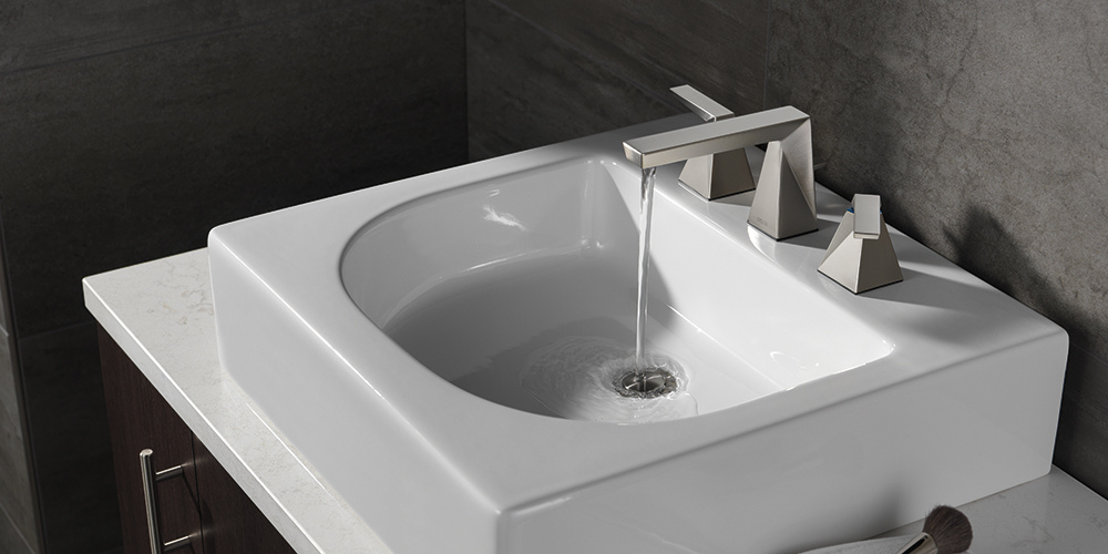 Trillian™ Bath Collection brings bold geometric faceting