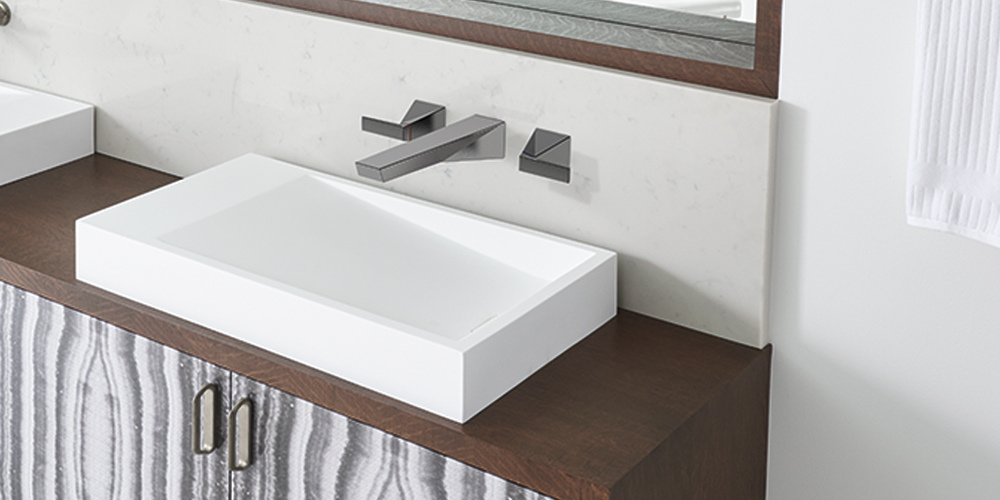 Trillian™ Bath Collection brings bold geometric faceting